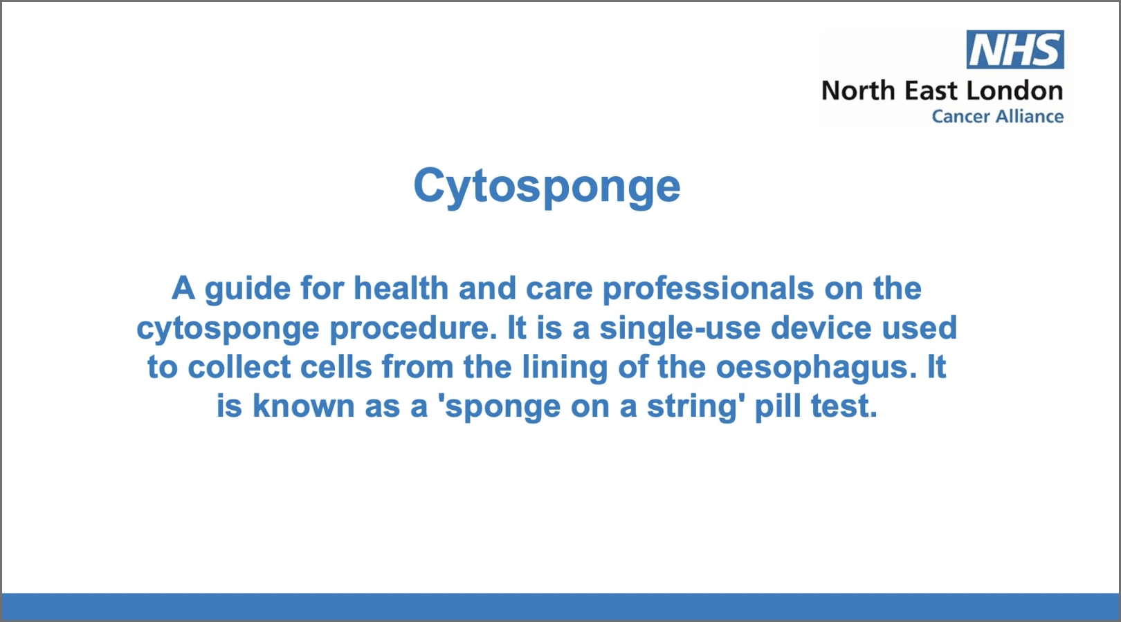 Cytosponge for GPs | North East London Cancer Alliance